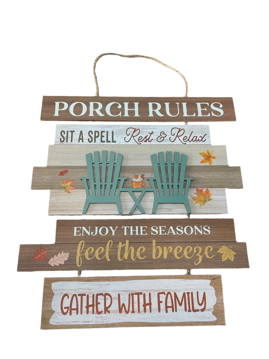 Porch Rules Hanging Sign – Cherry Blossom Boutique