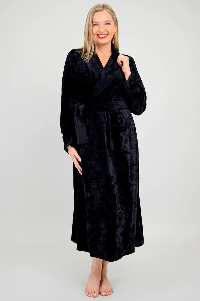 Bamboo Velvet Robe - Black – Cherry Blossom Boutique